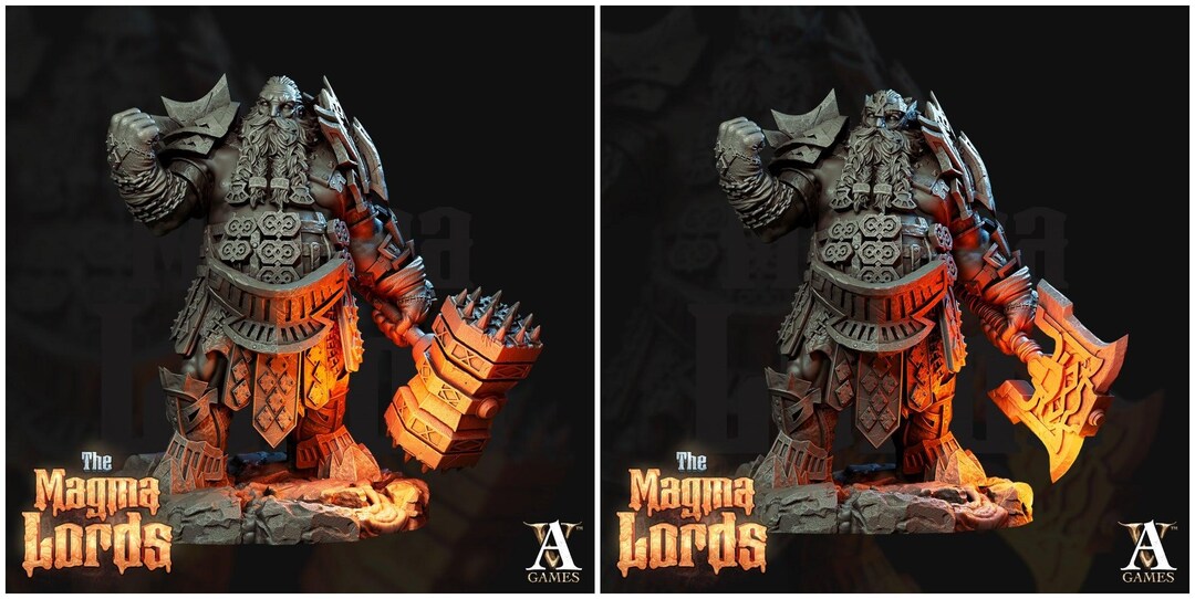 3D Printed Archvillain Games Magma Lords - Fire Giant Skullcrushers ...