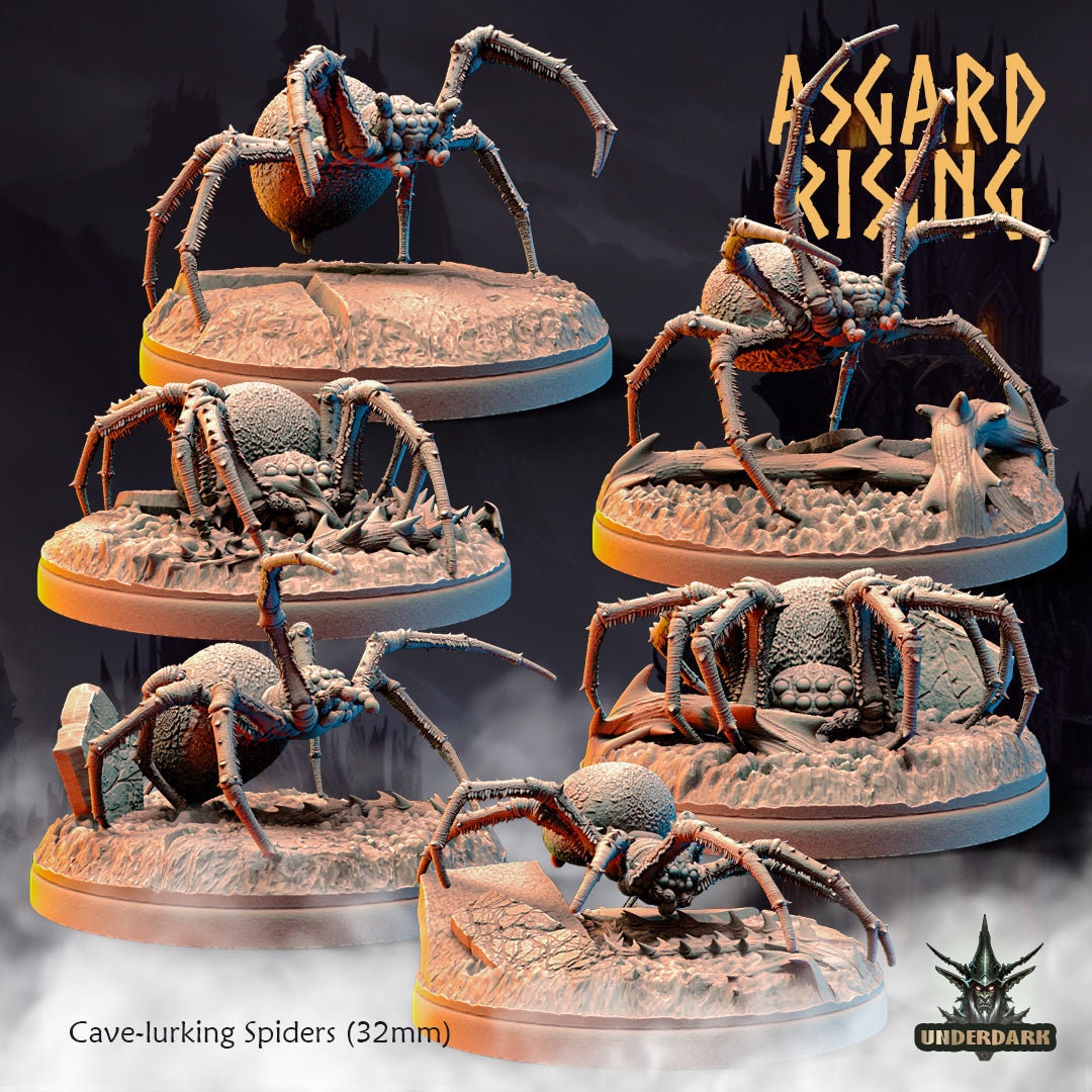 3D Printed Asgard Rising Cave-lurking Spiders Set 2 28 32 Mm Wargaming ...