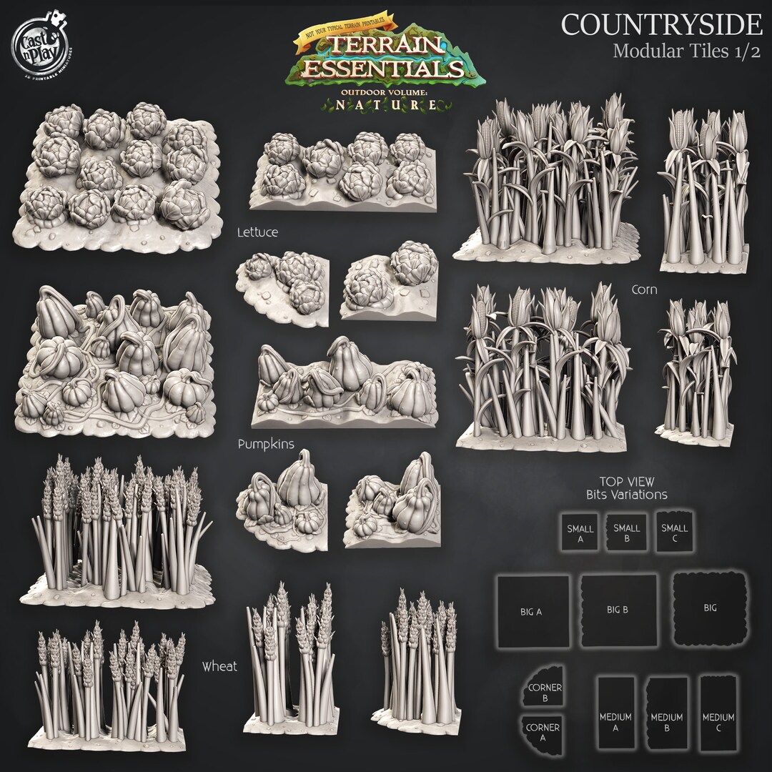 3D Printed Cast N Play Terrain Essentials Nature Meadows & Countryside ...