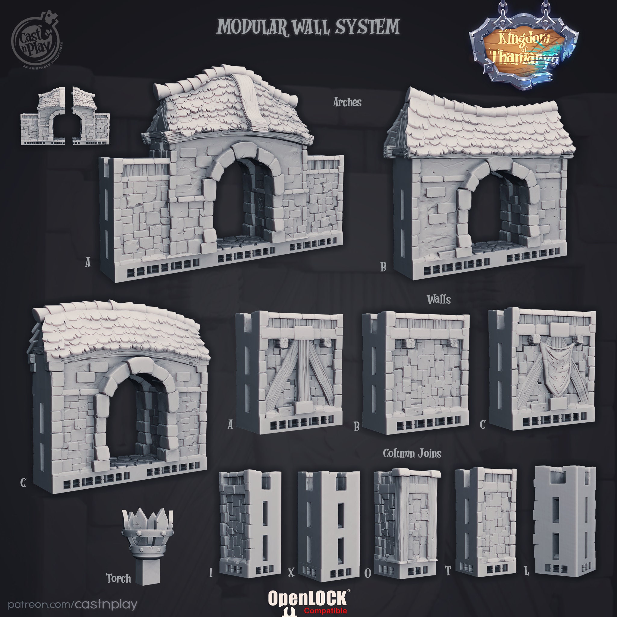 3D Printed Cast N Play Kingdom Walls Kingdom of Thamarya 28mm 32mm D&D ...