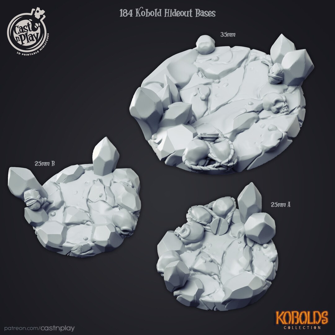 3D Printed Cast N Play Kobold Bases- Kobolds Collection 28mm 32mm D&D ...