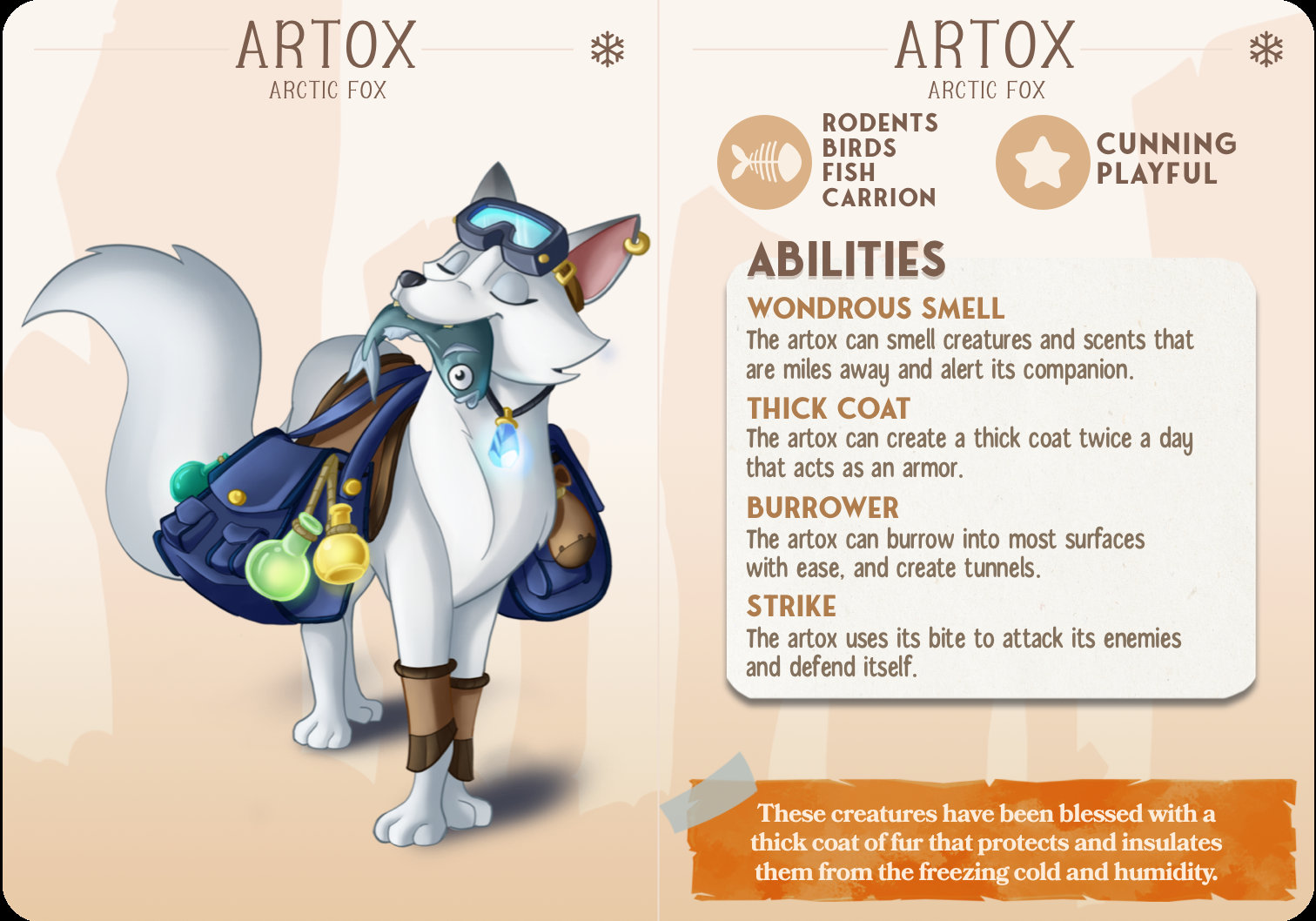 3D Printed Cast N Play Artox - the Arctic Fox Companions 28mm 32mm D&D ...