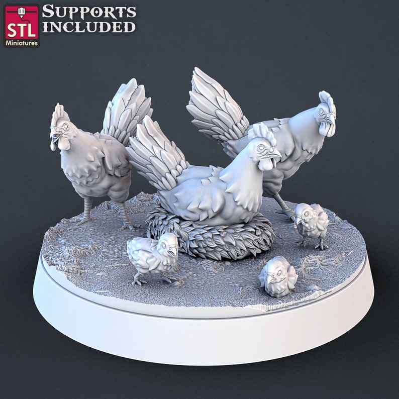 3D Printed STL Miniatures Farm Animals Set | 28 - 32mm War Gaming D&D ...