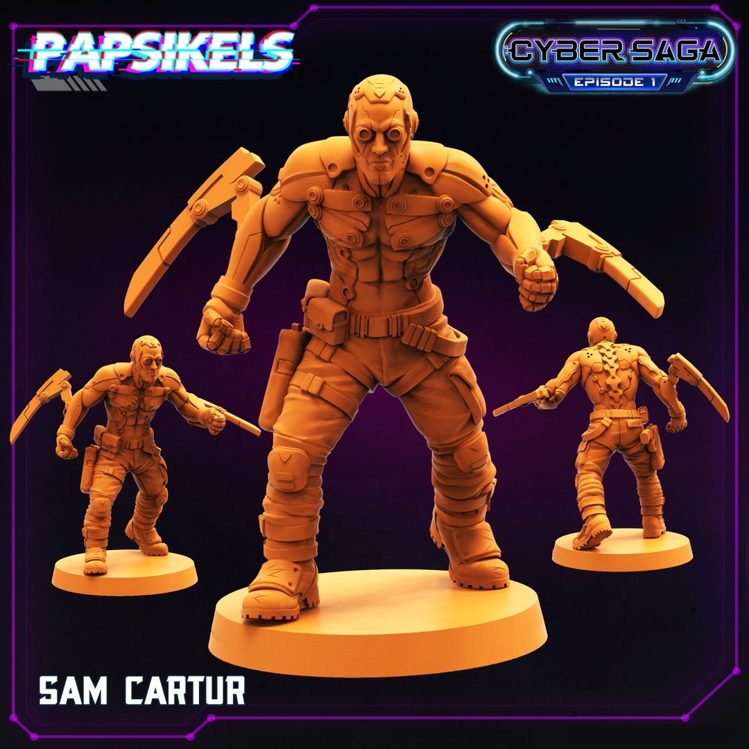 3D Printed Papsikels Cyberpunk Sci-fi Sam Cartur Cyber Saga - 28mm 32mm ...