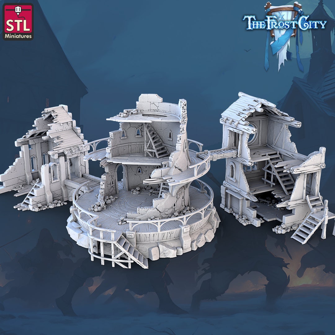 3D Printed STL Miniatures Silent Tower the Frost City 28 - Etsy