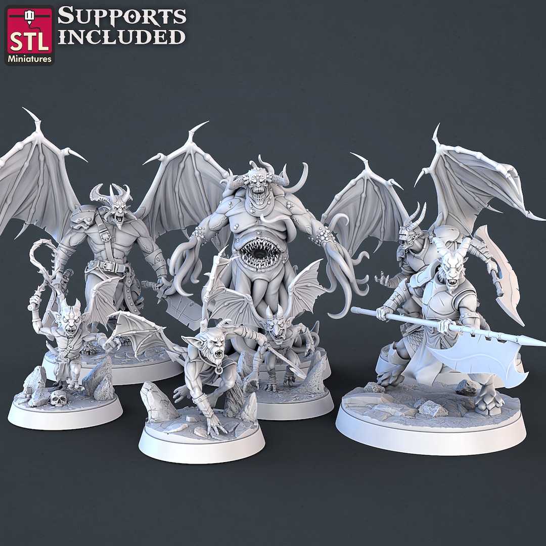 3D Printed STL Miniatures Demons Set | 28 - 32mm War Gaming D&D - Etsy