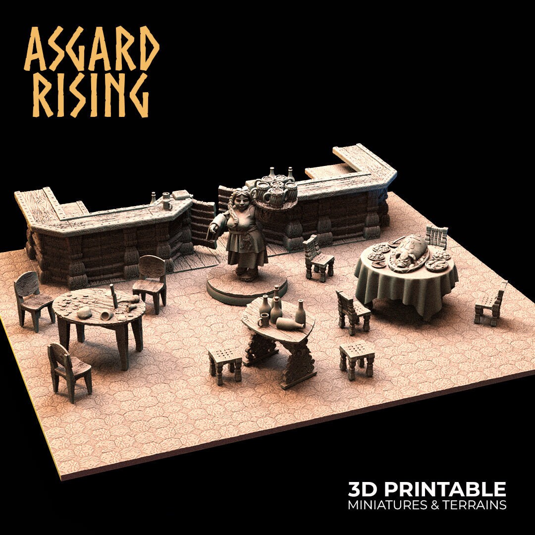 3D Printed Asgard Rising Tavern Modular Terrain Set 28mm - Etsy