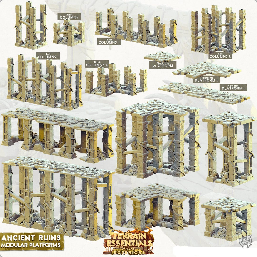 3D Printed Cast N Play Ancient Ruins - Modular Platforms Ancient Ruins ...
