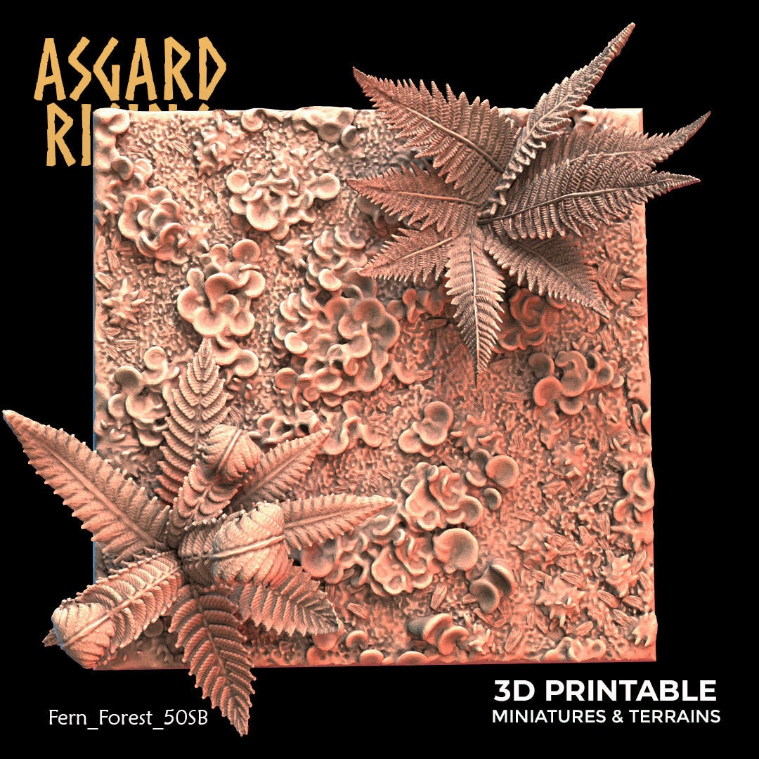 3D Printed Asgard Rising Fern Forest - 50mm Square Base Wargaming Dnd ...