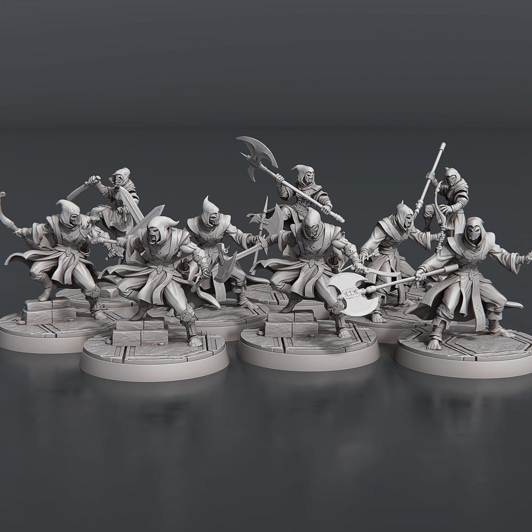 3D Printed STL Miniatures Temple Guardians Set 28 - 32mm War Gaming D&D ...