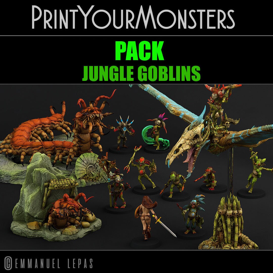 3D Printed Print Your Monsters Jungle Goblins Pack 28mm - 32mm D&D ...