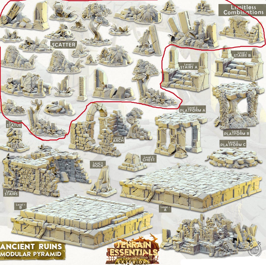 3D Printed Cast N Play Ancient Ruins - Modular Pyramid Ancient Ruins ...