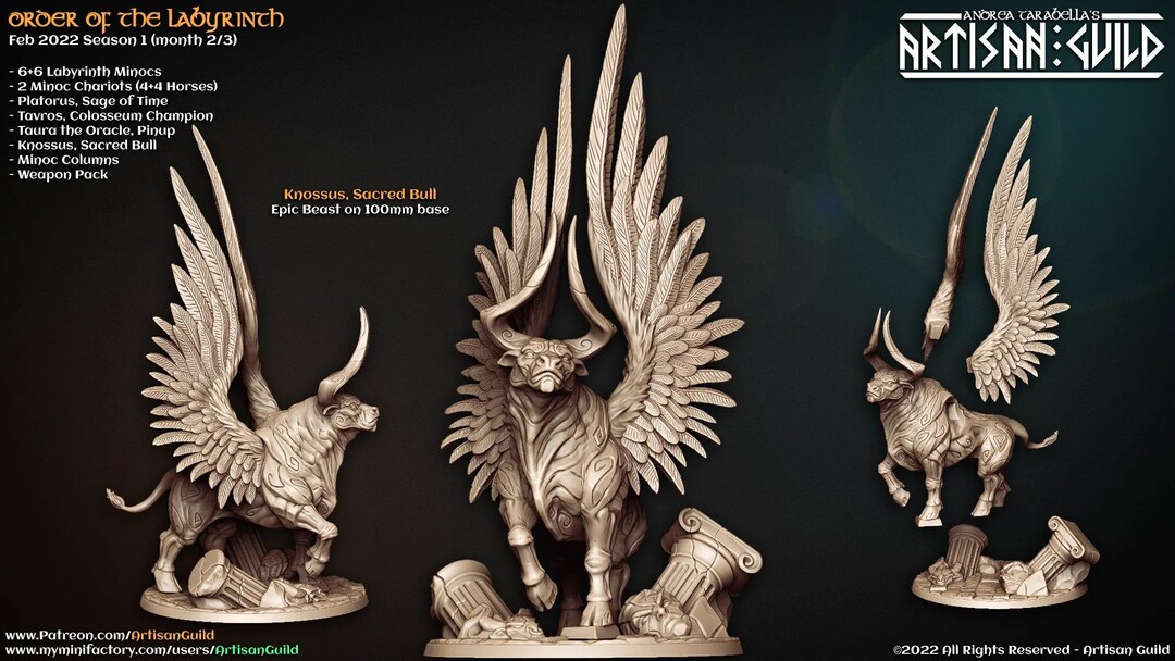 3D Printed Artisan Guild Sacred Bull Knossus Order of the Labyrinth ...