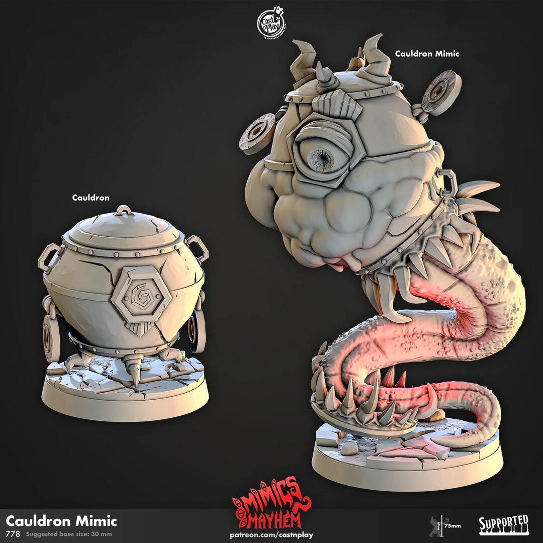 3D Printed Cast N Play Cauldron Mimic Mimics Mayhem Set 28mm 32mm D&D ...