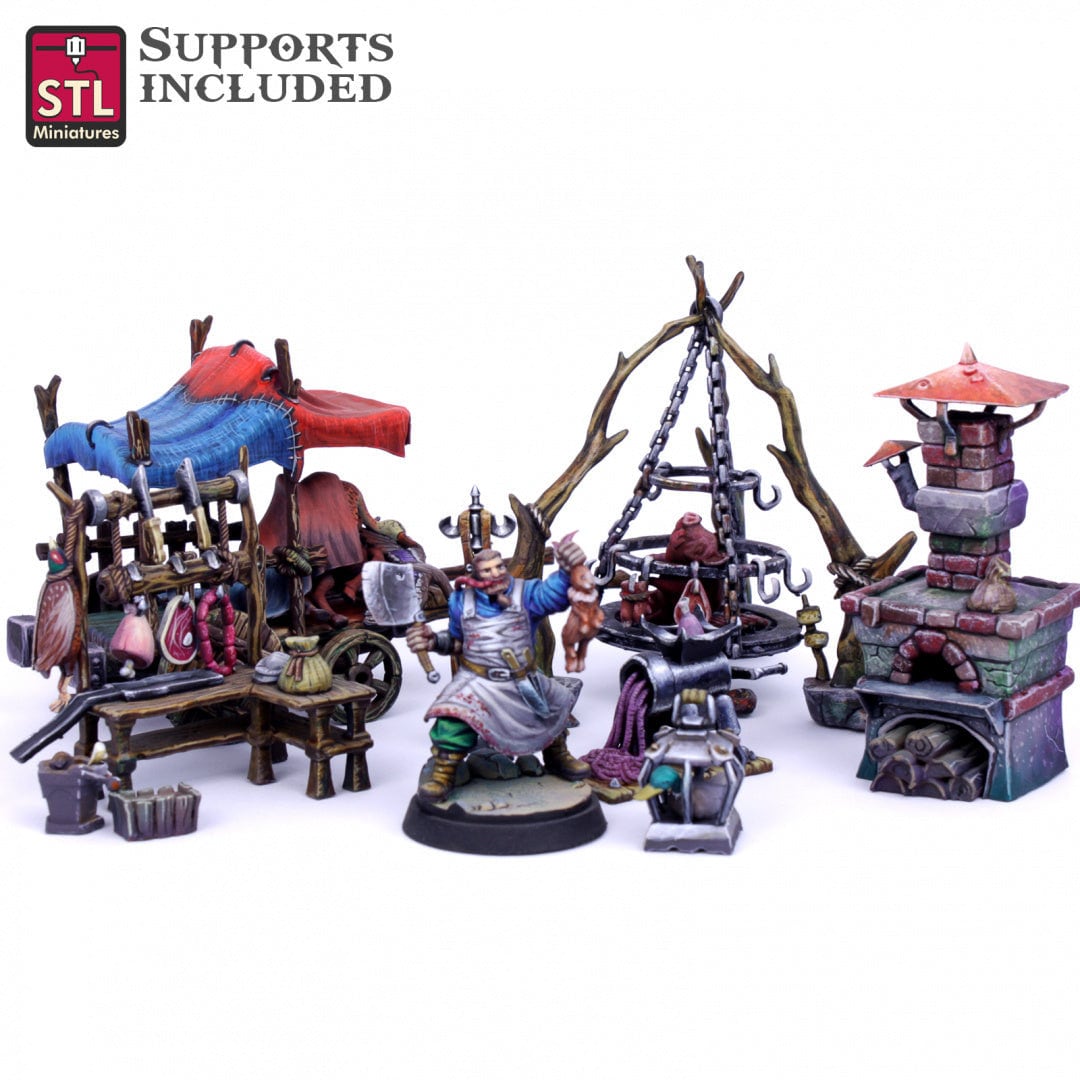 3D Printed STL Miniatures Butcher Set 28mm - 32mm War Gaming D&D - Etsy