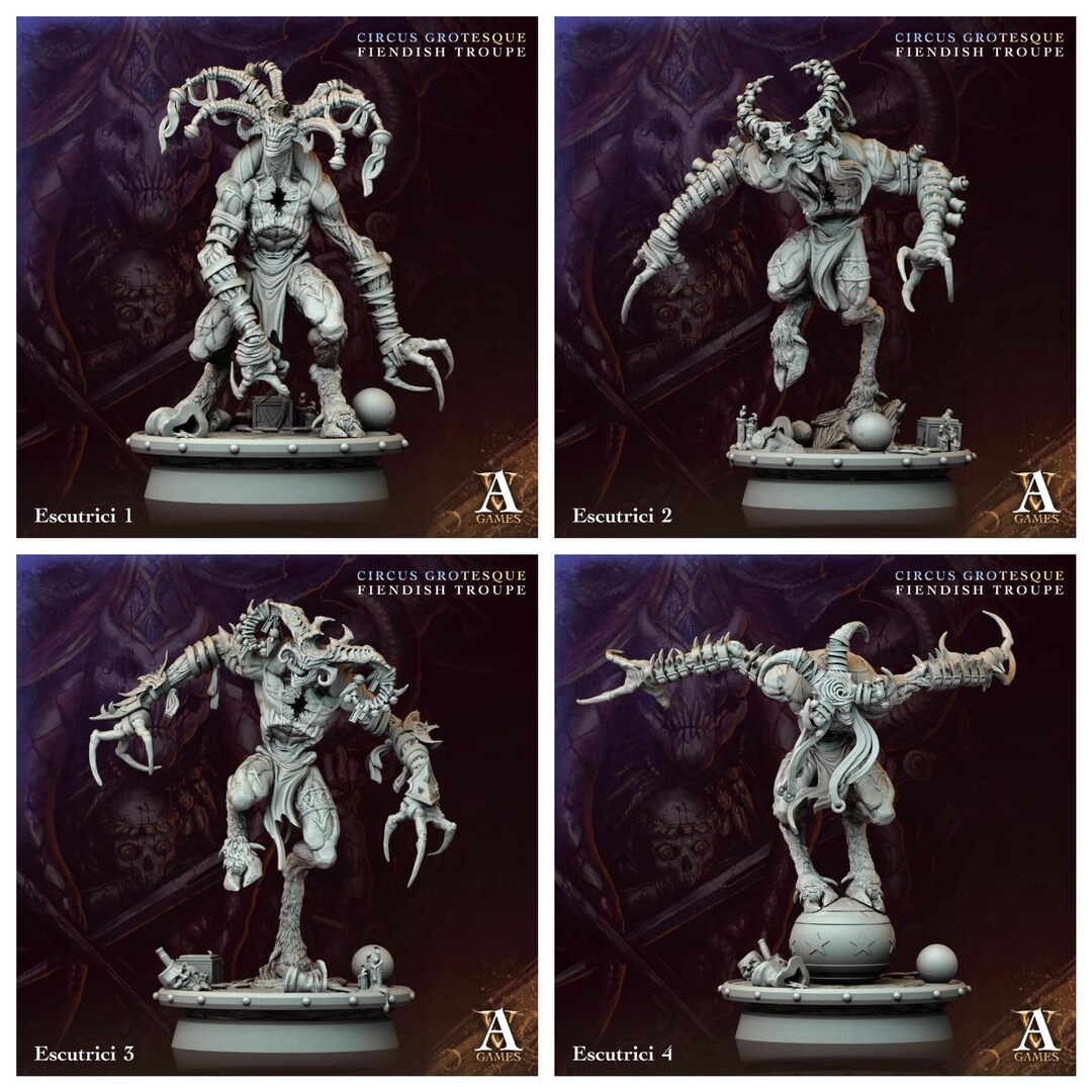 3D Printed Archvillain Games Escutrici Circus Grotesque Fiendish Troupe ...