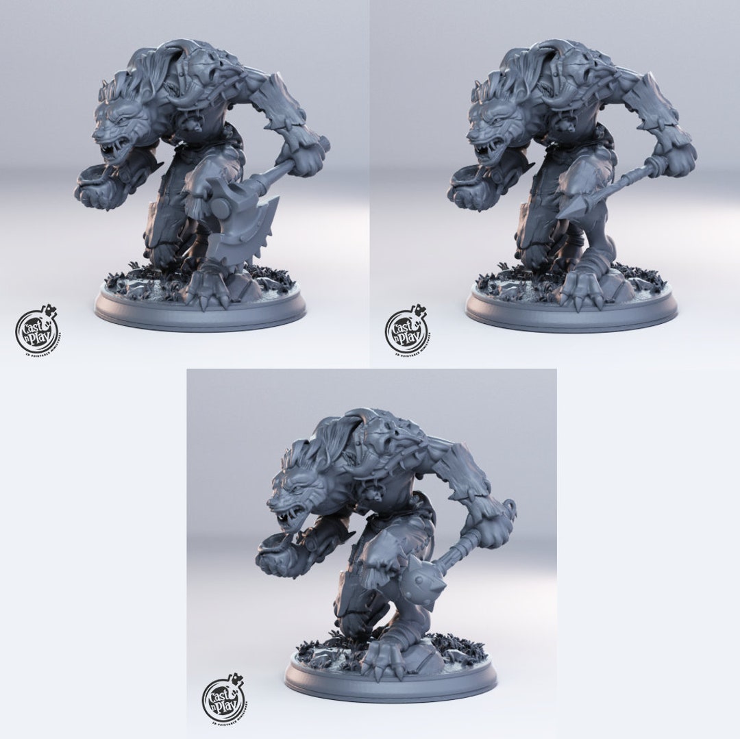 3D Printed Cast N Play Gnoll Leader Set Townsfolk 28mm 32mm - Etsy