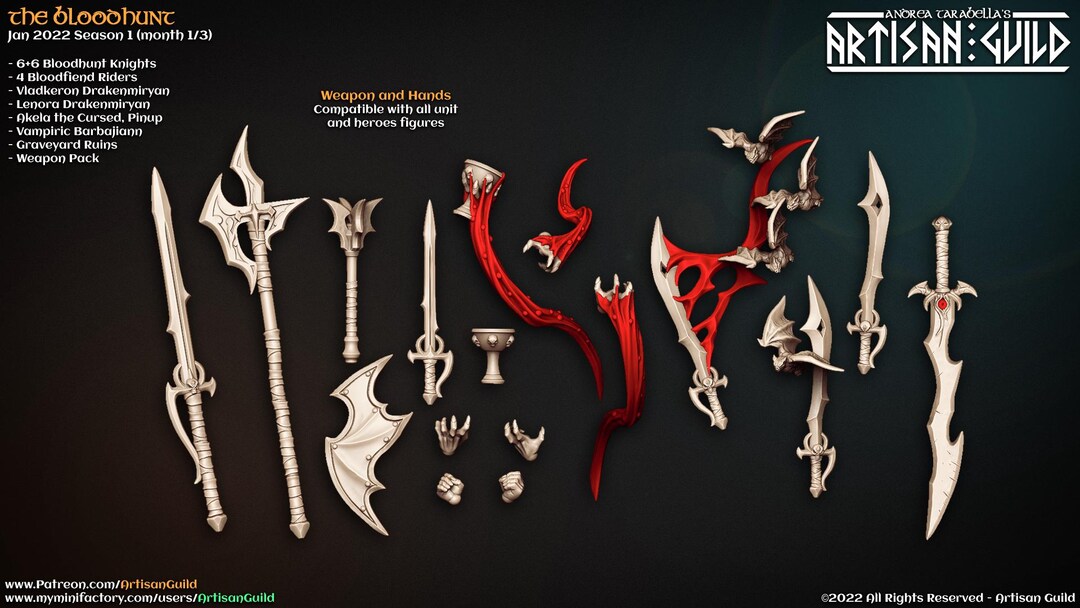 3D Printed Artisan Guild Standalone Weapons and Hands the Bloodhunt ...