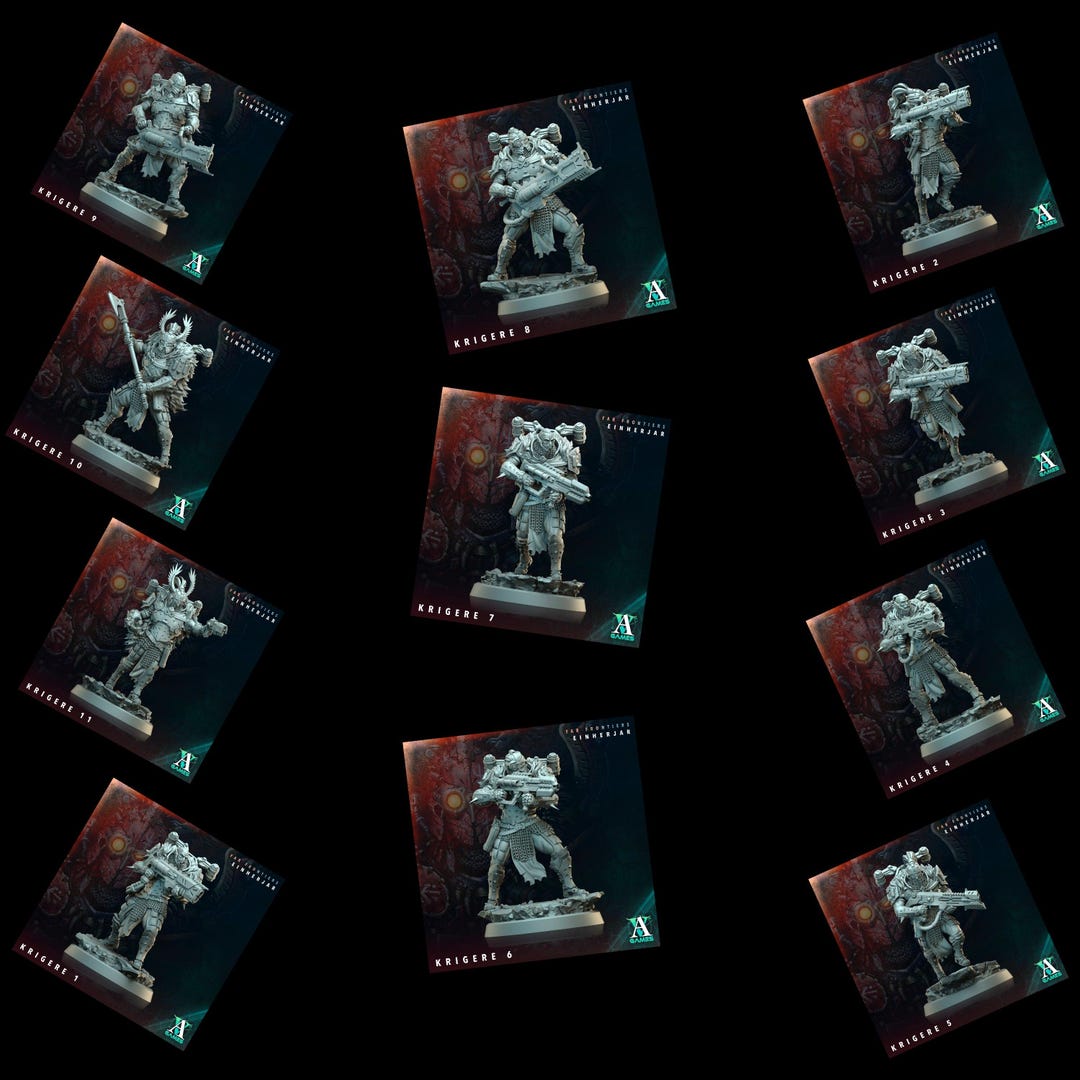 3D Printed Archvillain Games Krigere Far Frontiers Einherjar 28 32mm D ...