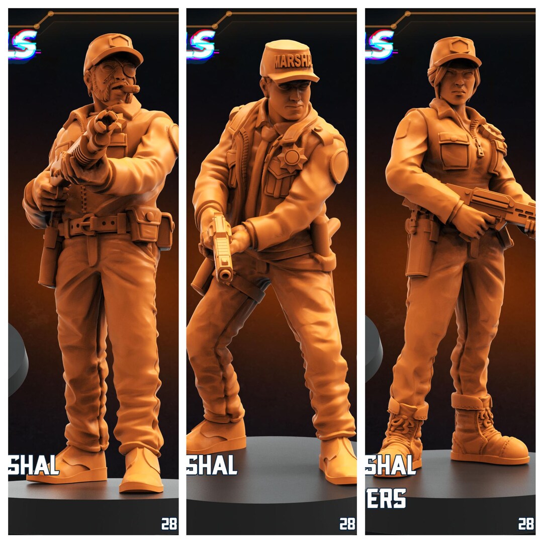 3D Printed Papsikels Colonial Marshal Set August 2024 Scifi 28mm 32mm ...