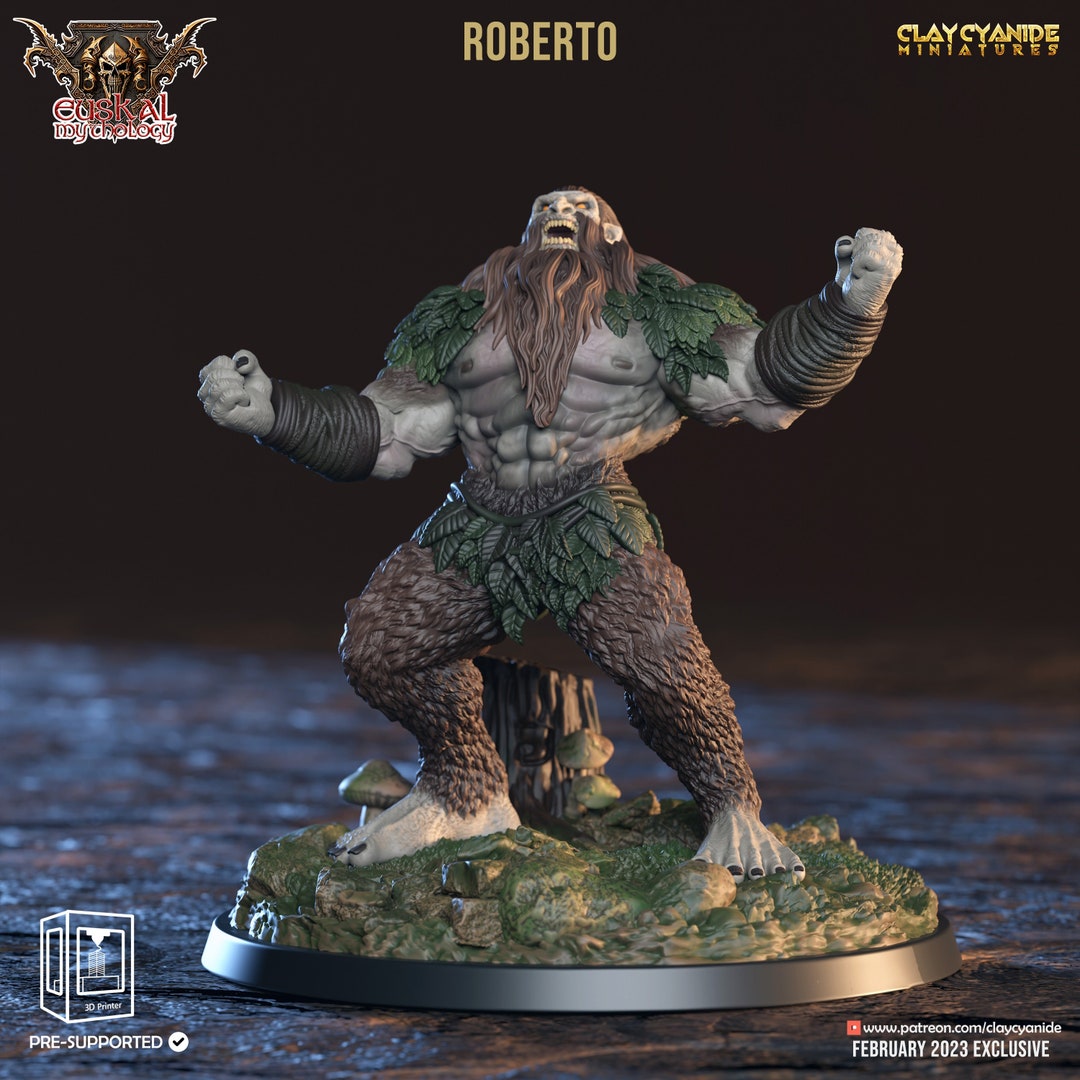 3D Printed Clay Cyanide Roberto Basajaun Euskal Mythology 28 32 Mm D&D ...