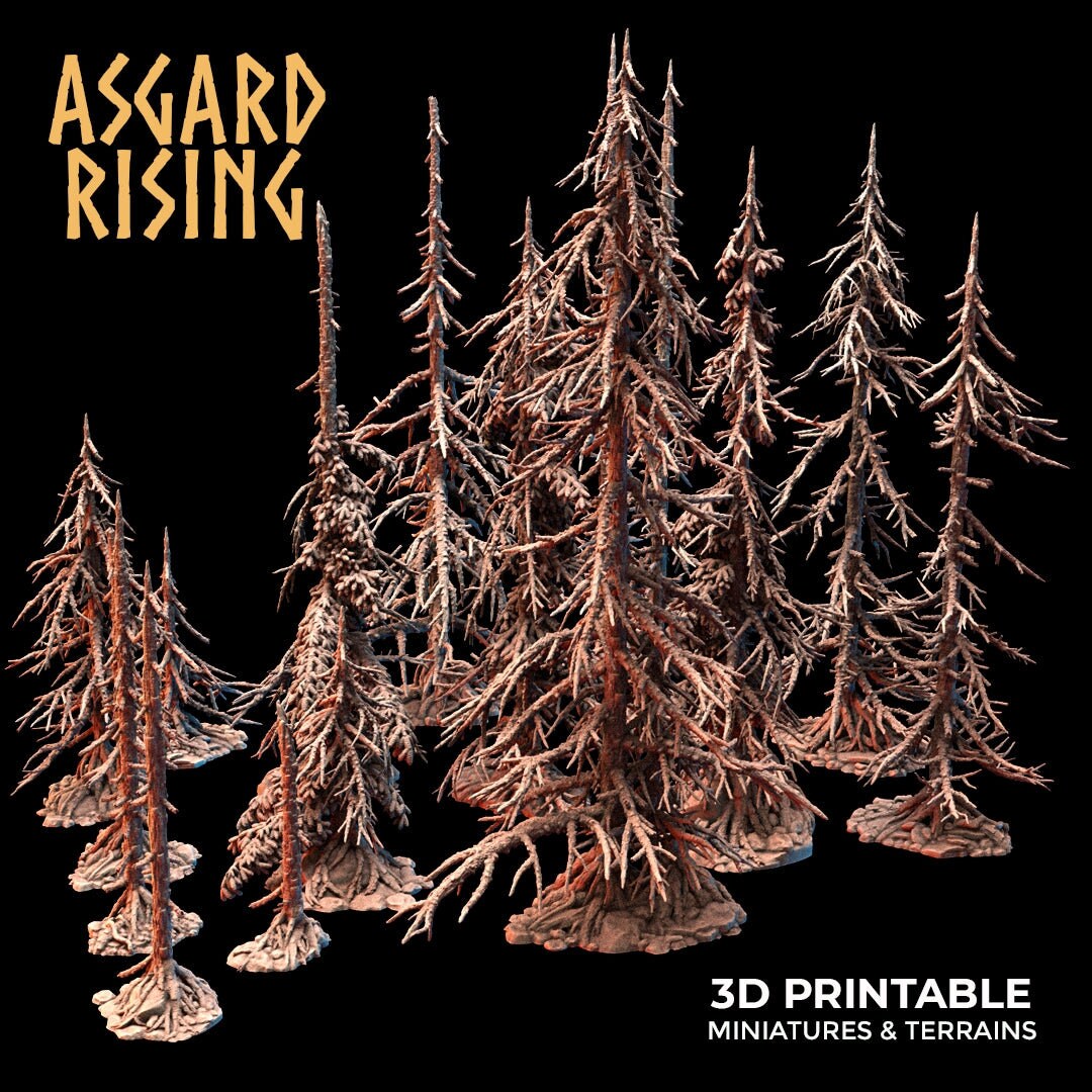 3D Printed Asgard Rising Dry Conifers Spruce Modular Forest Set 28mm ...