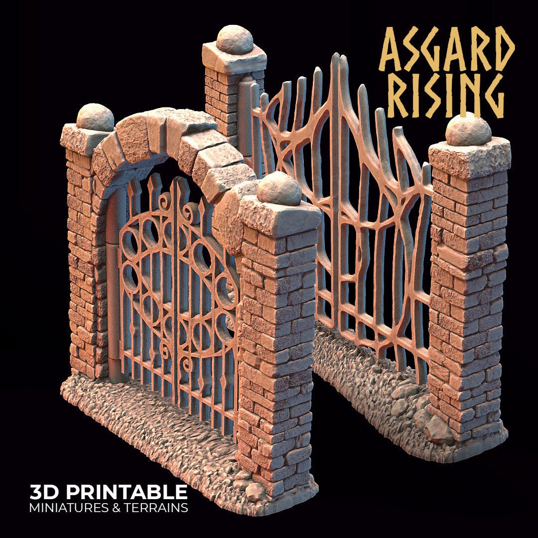 3D Printed Asgard Rising Cemetery Iron Gate Set Only 28mm-32mm Ragnarok ...