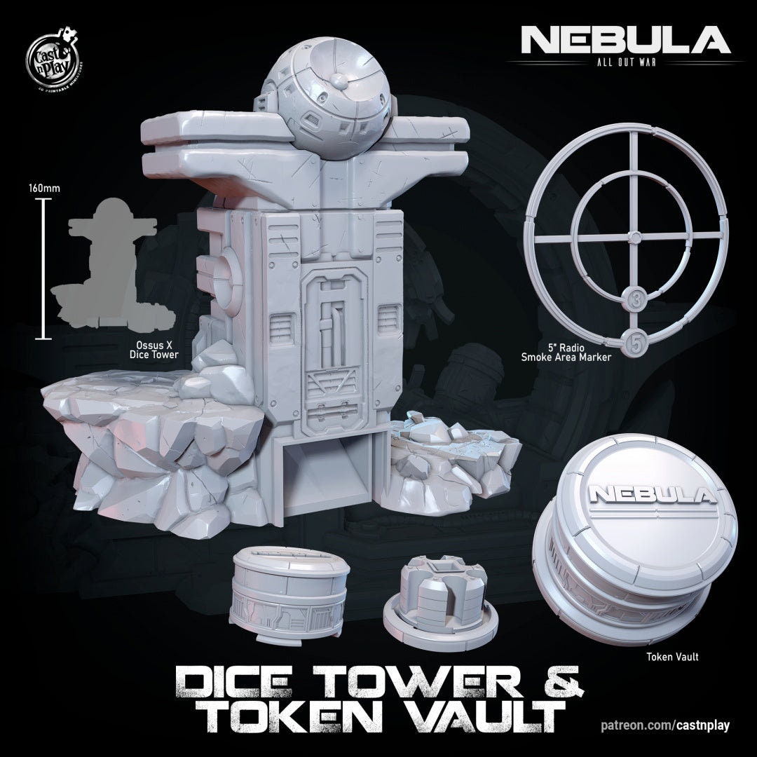 3D Printed Cast N Play Nebula Dice Tower and Token Vault Nebula All Out ...