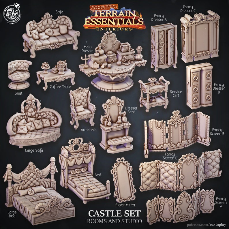 3D Printed Cast N Play Room and Studio Castle Set Terrain - Etsy