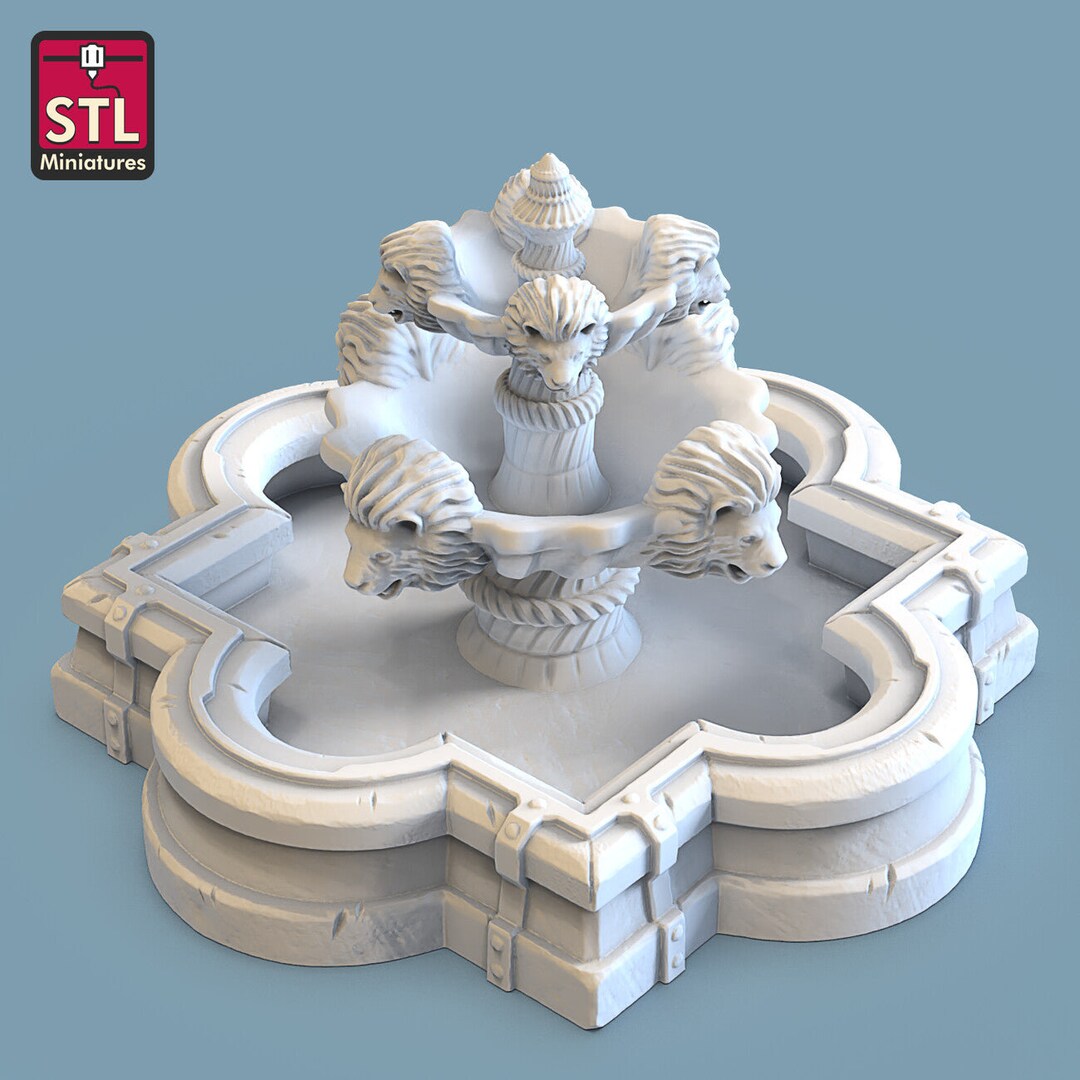 3D Printed STL Miniatures Fountain 28 - 32mm War Gaming D&D - Etsy