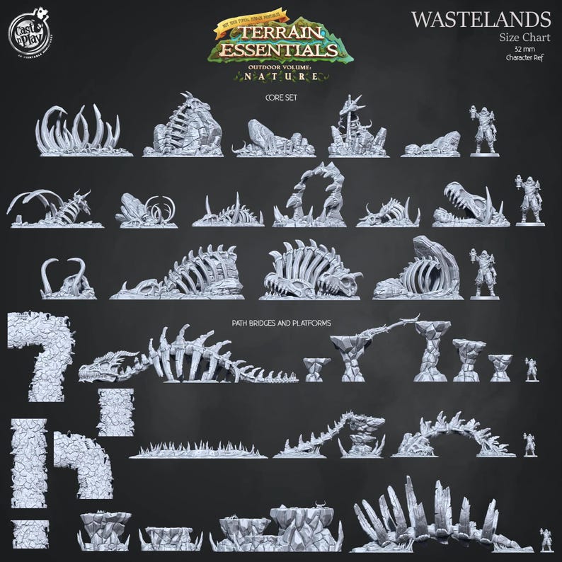 3D Printed Cast N Play Terrain Essentials Nature Wastelands Terrain ...