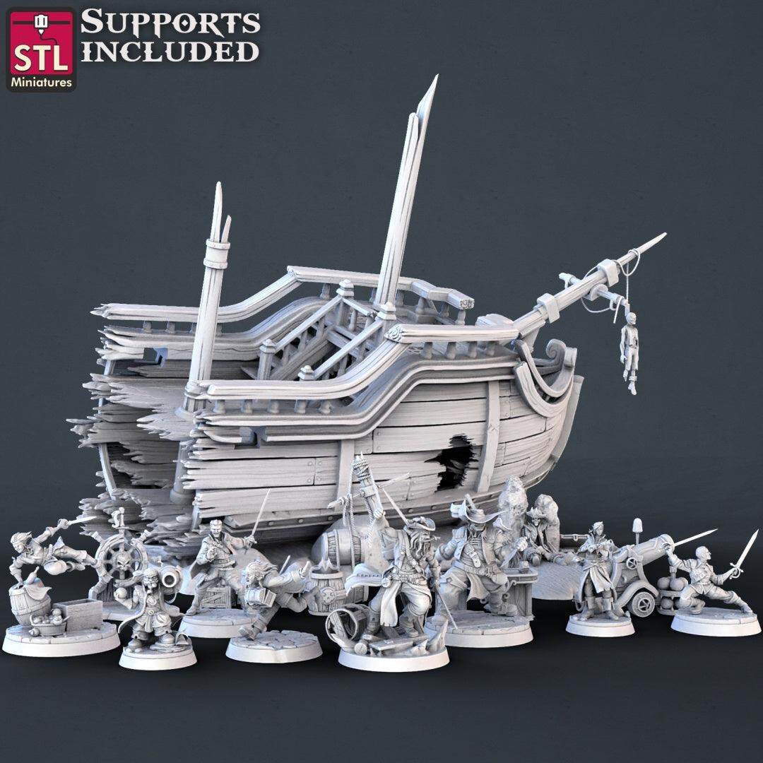 3D Printed STL Miniatures Pirate Set 28 - 32mm War Gaming D&D - Etsy