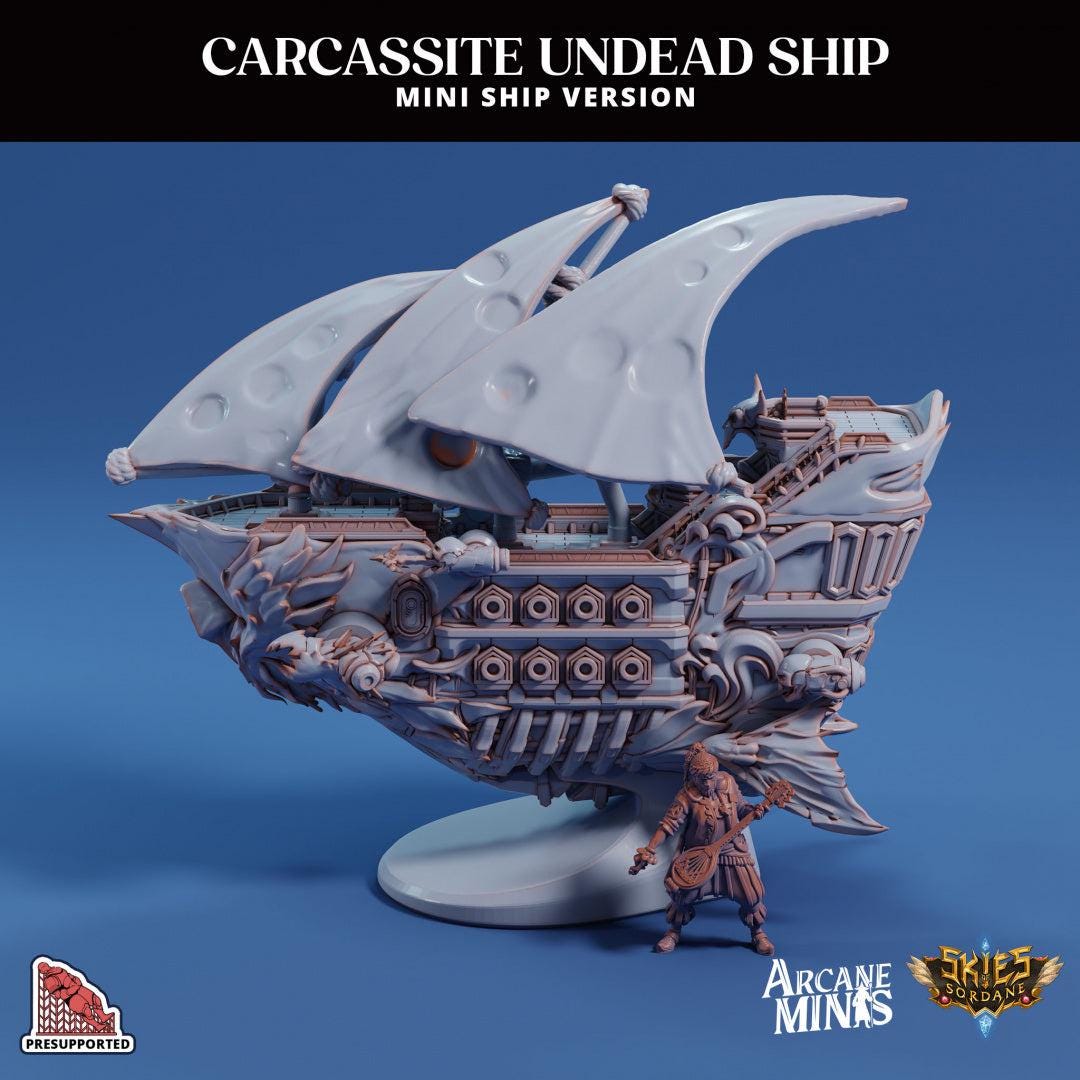 3D Printed Sordane Publishing Arcane Minis Mini Ship - Carcassite Ship ...