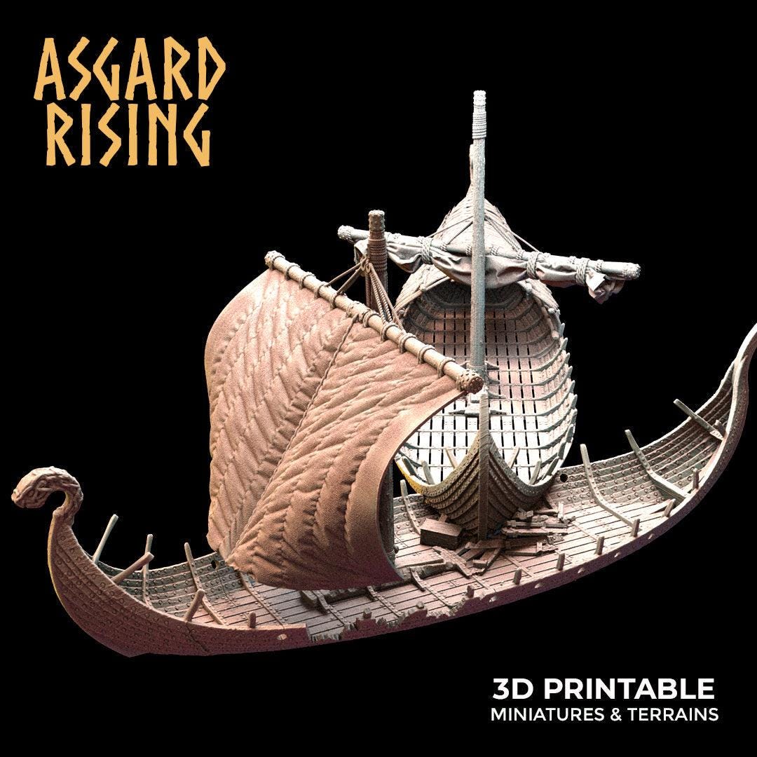 3D Printed Asgard Rising Expedition Drakkars Ship 28 32 Mm Wargaming ...