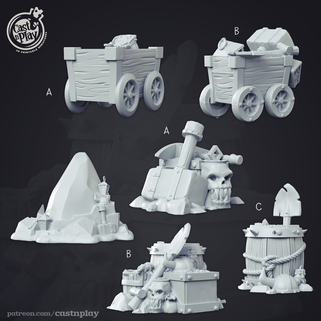 3D Printed Cast N Play - Dwarven Mine Props 28mm 32mm D&D - Etsy