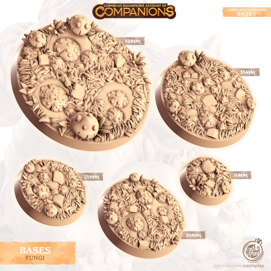 3D Printed Cast N Play Fungi Bases Companion's Bases - Master Pack ...