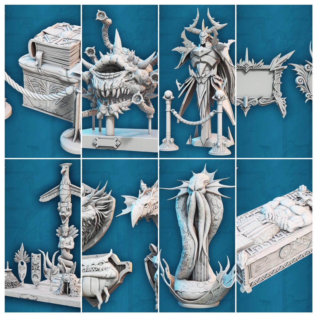 3D Printed STL Miniatures Fantasy Props 2 Museum Set 28 - 32mm War ...