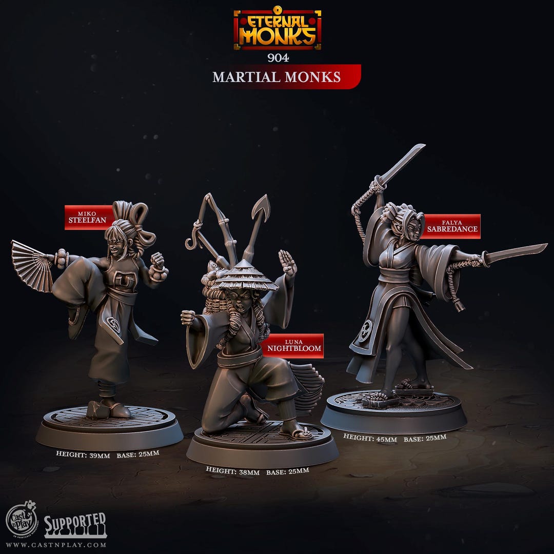 3D Printed Cast N Play Martial Monks Eternal Monks Set 28mm 32mm D&D - Etsy