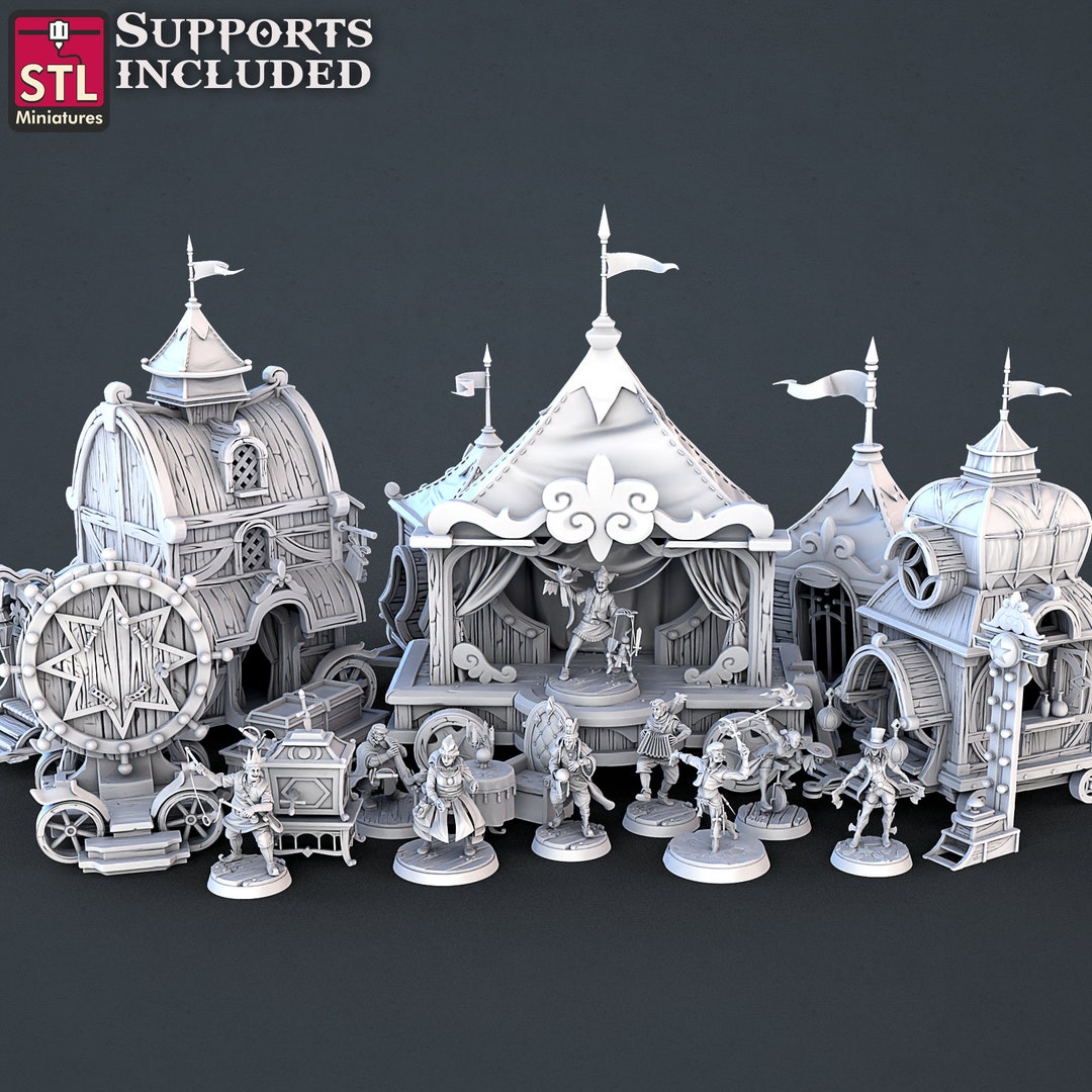 3D Printed STL Miniatures Carnival Vol 2 Set | 28 - 32mm War Gaming D&D ...