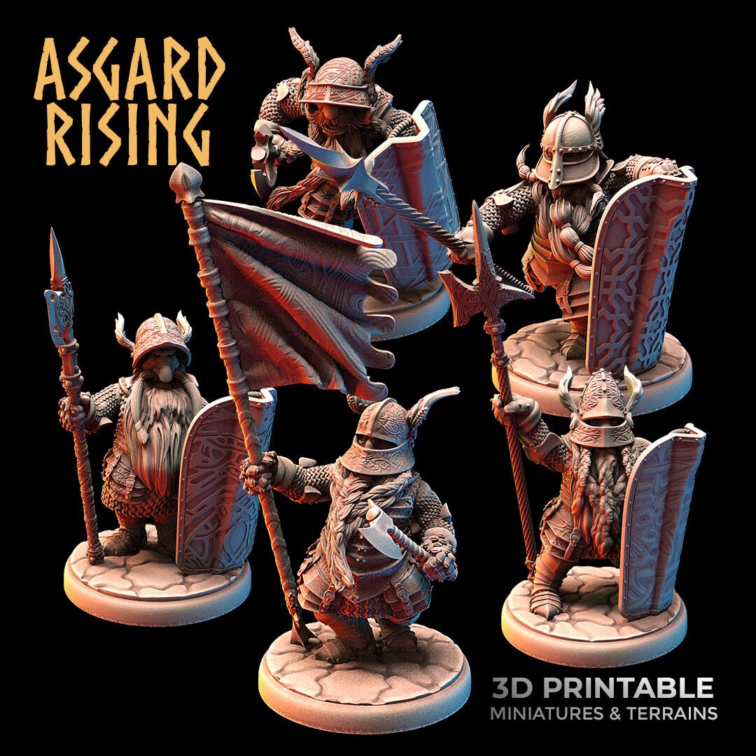 3D Printed Asgard Rising Dwarf Full Plate Shield and Banner Set 28mm ...