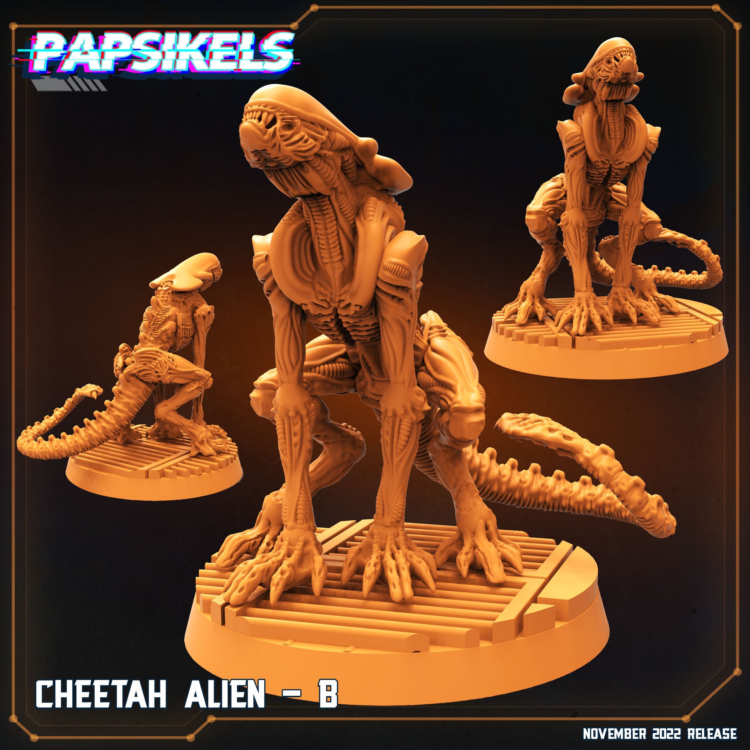3D Printed Papsikels Cyberpunk Sci-fi Cheetah Alien Set - 28mm 32mm - Etsy