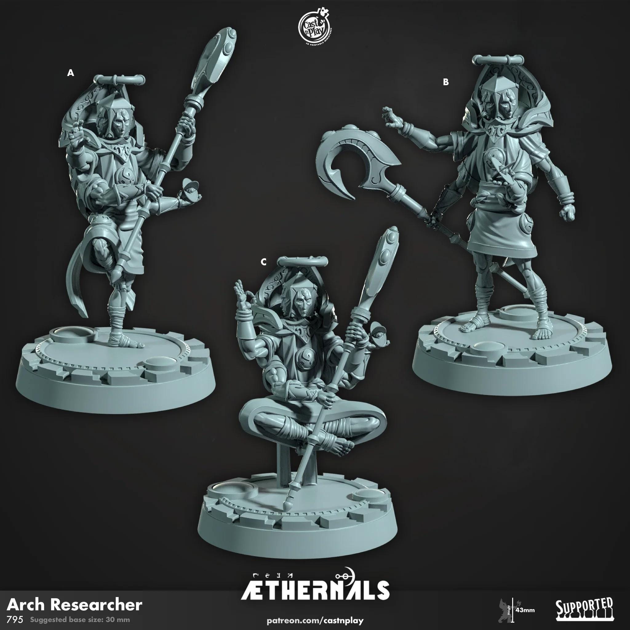 3D Printed Cast N Play Arch Researcher Aethernals Collection 28mm 32mm ...