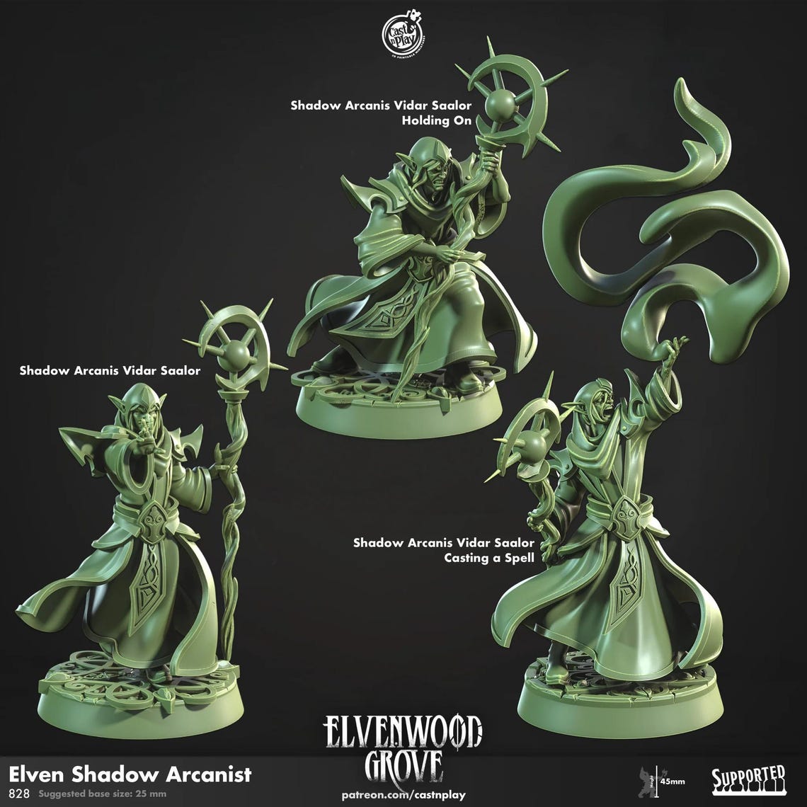 3D Printed Cast N Play Elven Shadow Arcanists Elvenwood Grove Set 28mm ...