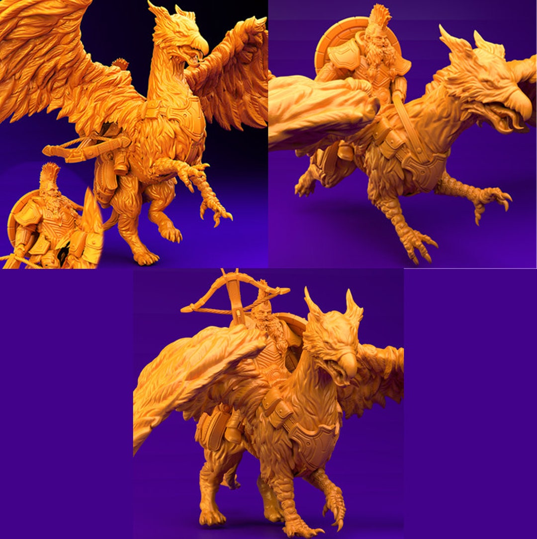 3D Printed Dwarfs Army Nafarrate Dwarf Griffon Rider Set - Etsy