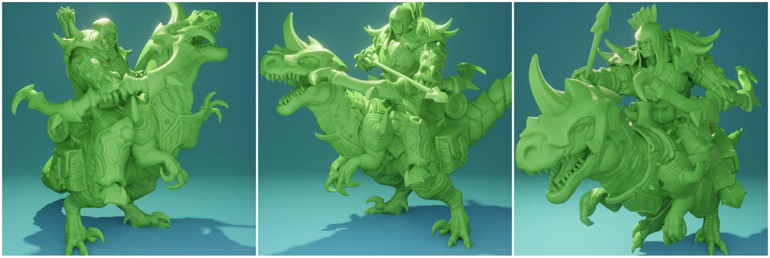 3D Printed Nafarrate Velociraptor Rider Orc Set Orcs Army 28 32 Mm D&D ...