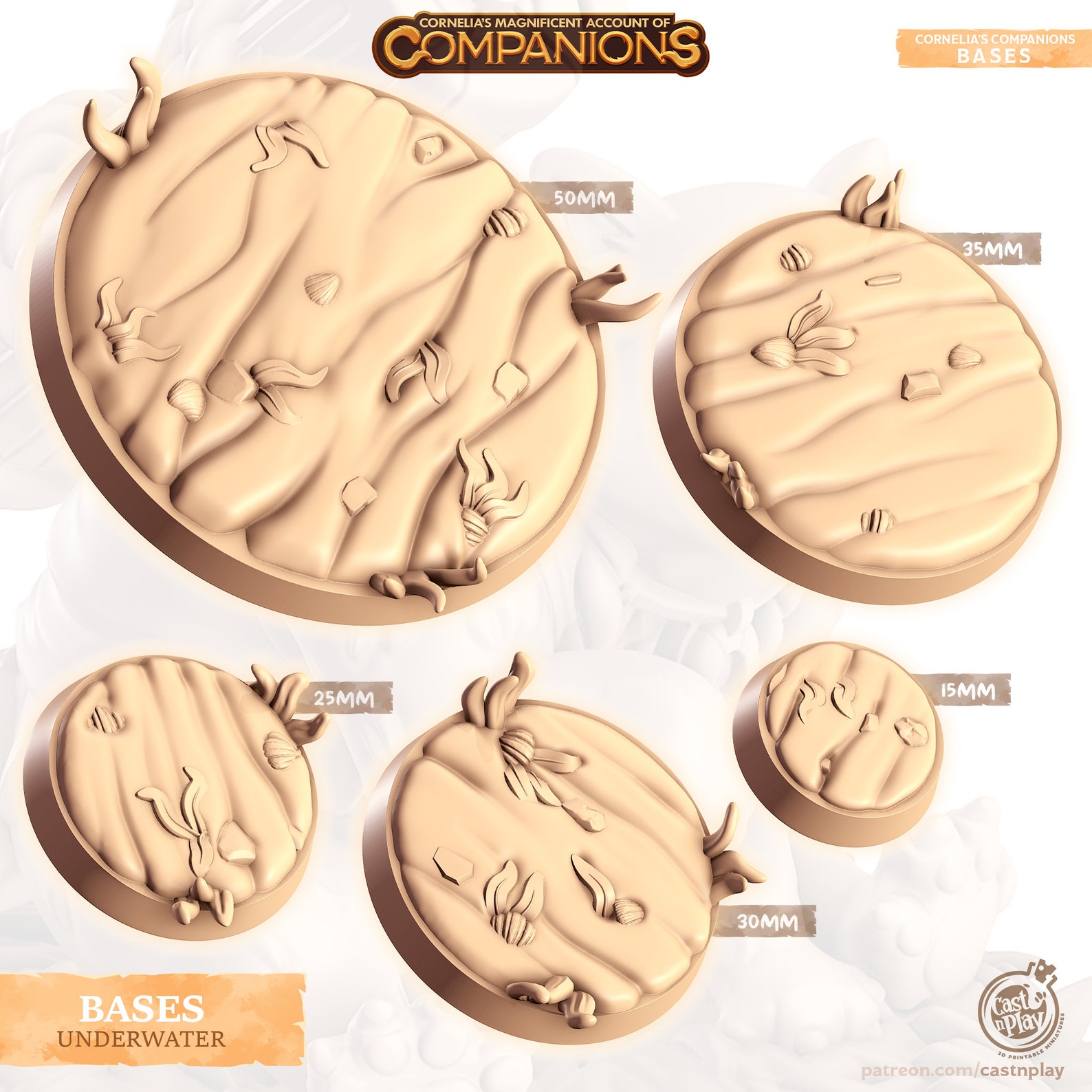 3D Printed Cast N Play Underwater Bases Companion's Bases - Master Pack ...