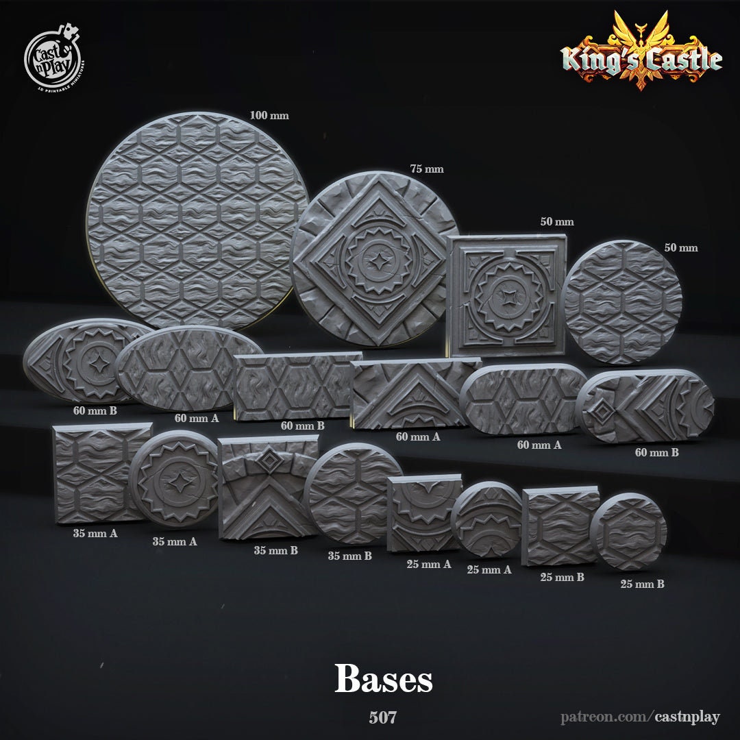 3D Printed Cast N Play King's Castle Bases Set 28mm 32mm D&D - Etsy