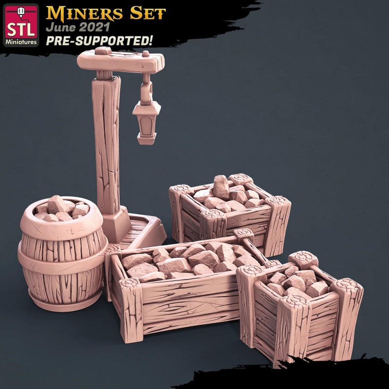 3D Printed STL Miniatures Miners Set 28 - 32mm War Gaming D&D - Etsy