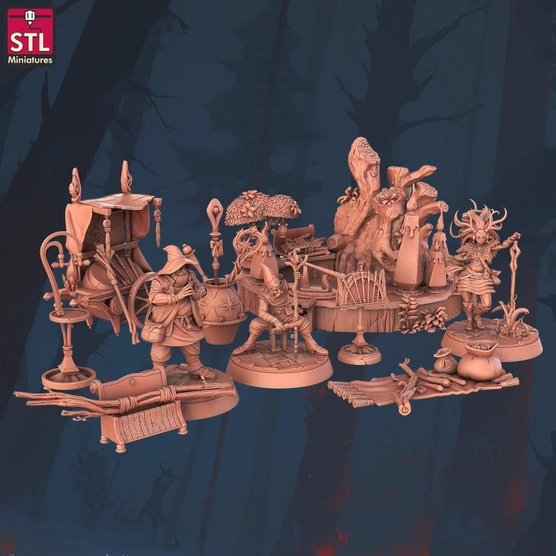 3D Printed STL Miniatures Staff Crafters Set 28 - 32mm War Gaming D&D ...