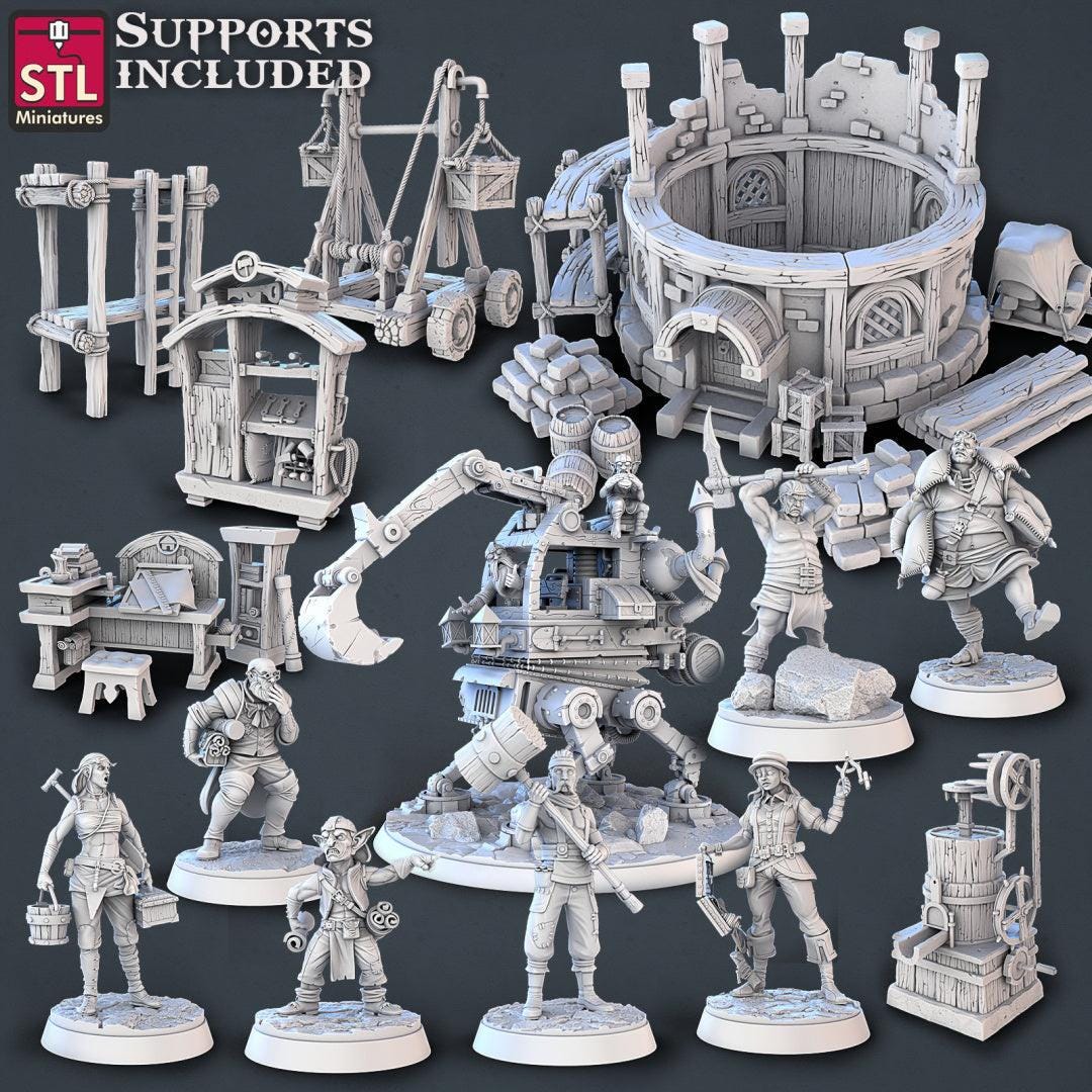 3D Printed STL Miniatures Constructors Set 28 - 32mm War Gaming D&D - Etsy